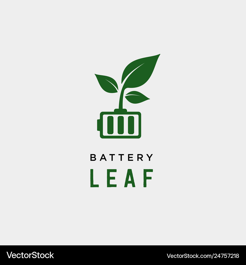 Battery leaf eco nature energy renewable simple Vector Image