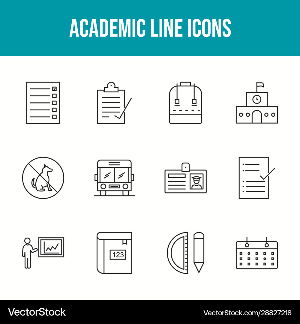 Beautiful academic 12 icons Royalty Free Vector Image
