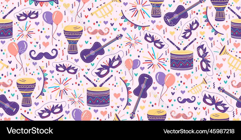 Carnival seamless pattern with festive festa Vector Image