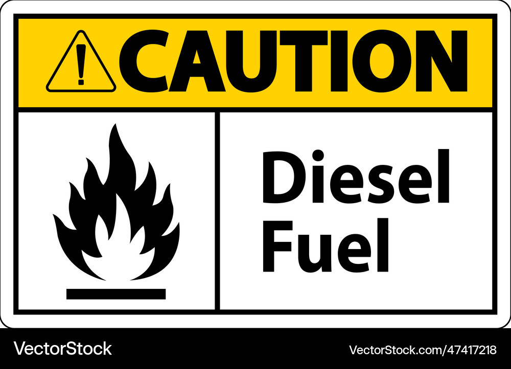 Caution diesel fuel sign on white background Vector Image