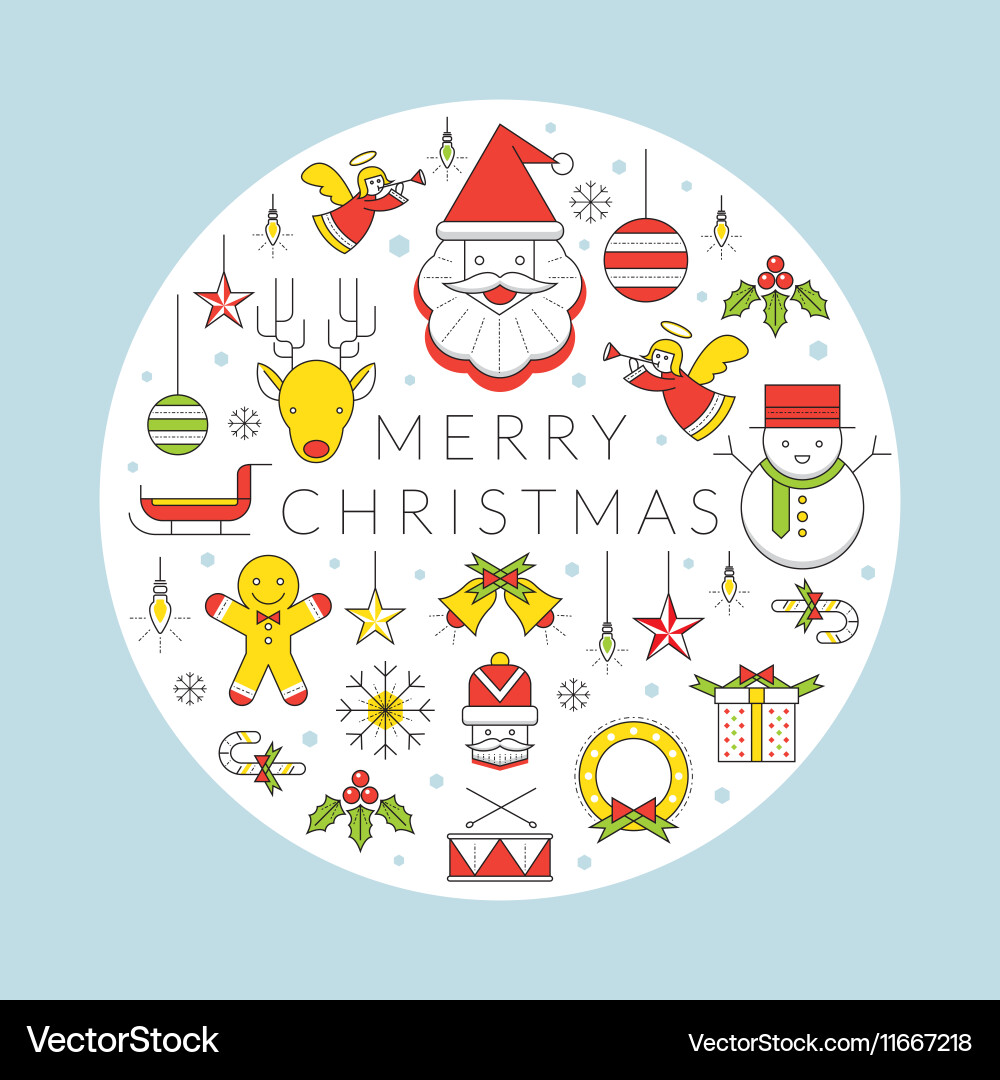 Christmas line icons label Royalty Free Vector Image