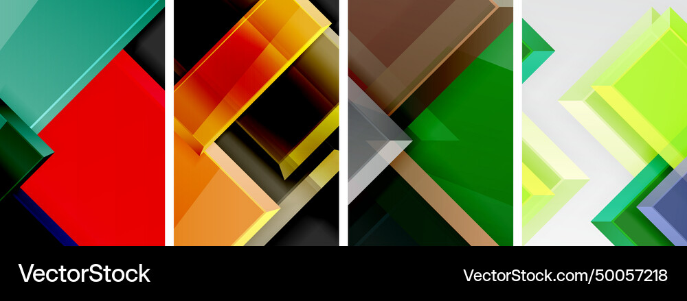 Color glass glossy square composition poster set Vector Image
