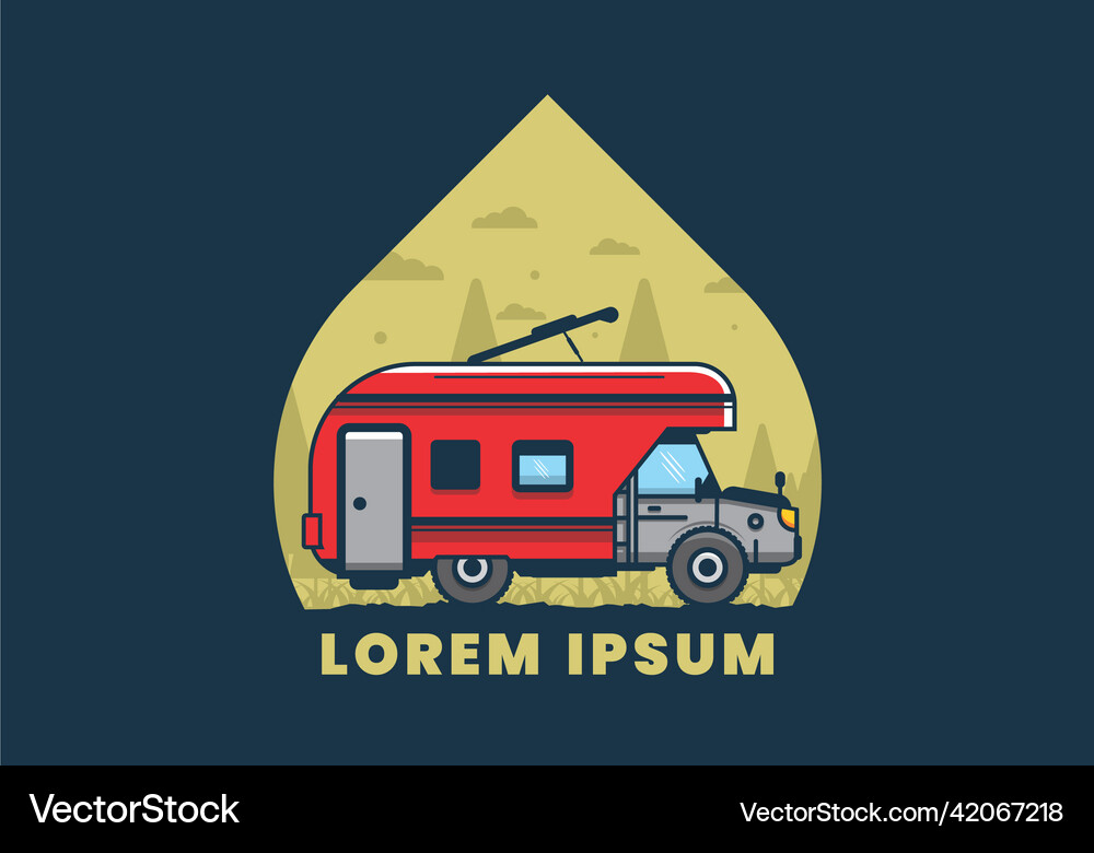 Colorful rv truck flat Royalty Free Vector Image
