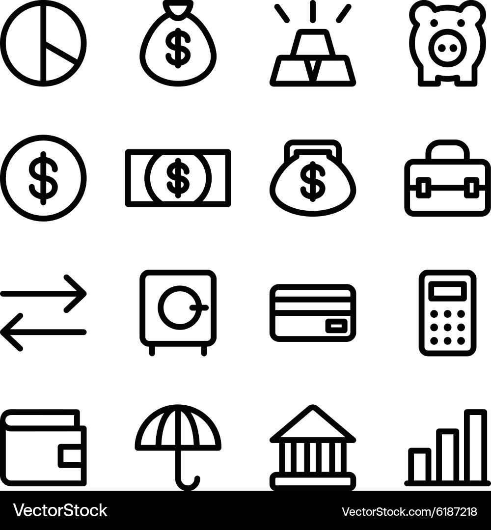 Crisp finance icons Royalty Free Vector Image - VectorStock