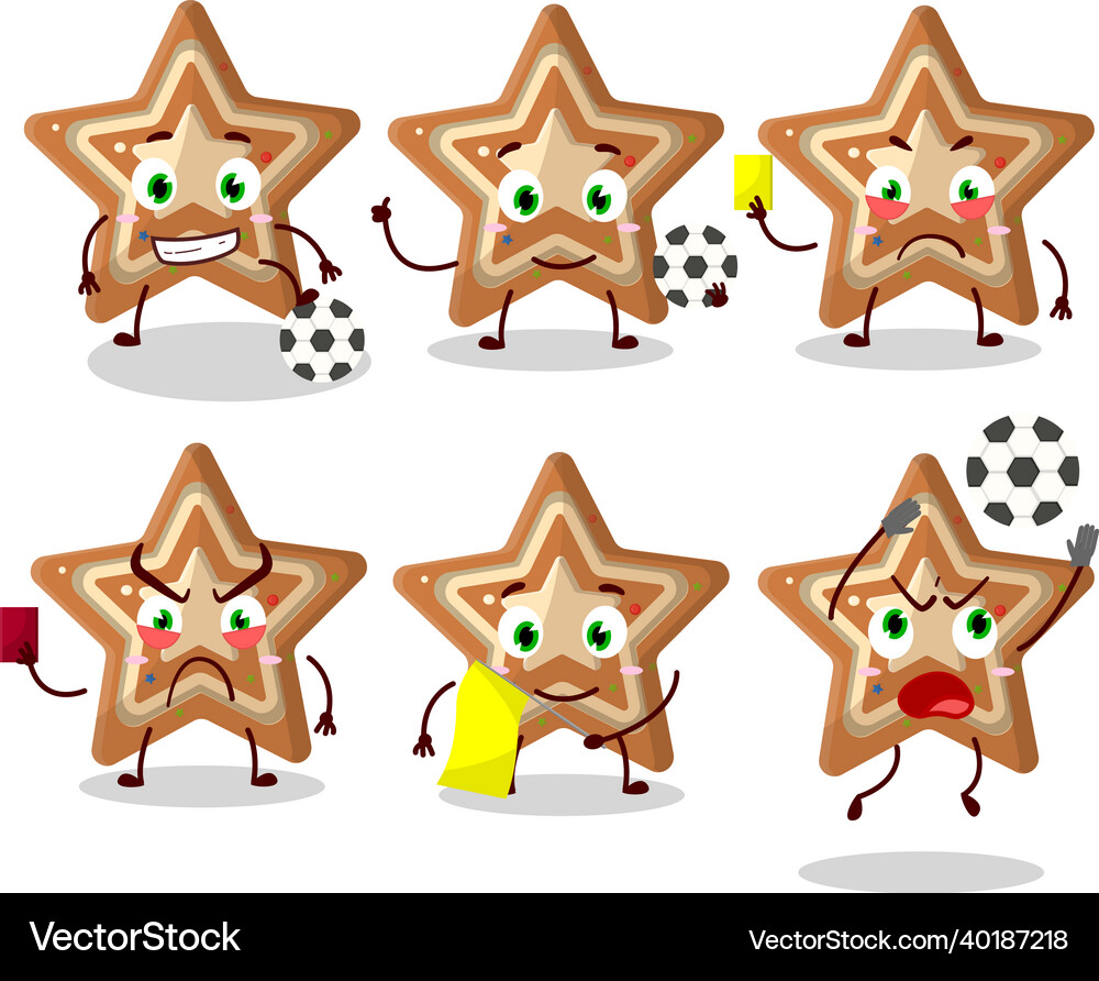 Gingerbread star cartoon character working Vector Image