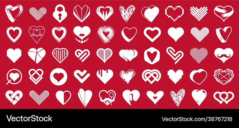 Hearts big set different shapes and concepts Vector Image