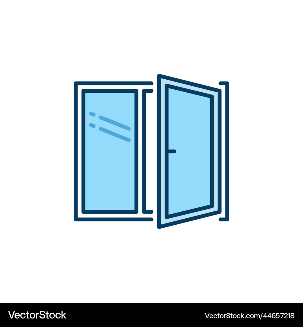 House open window concept blue icon or sign Vector Image
