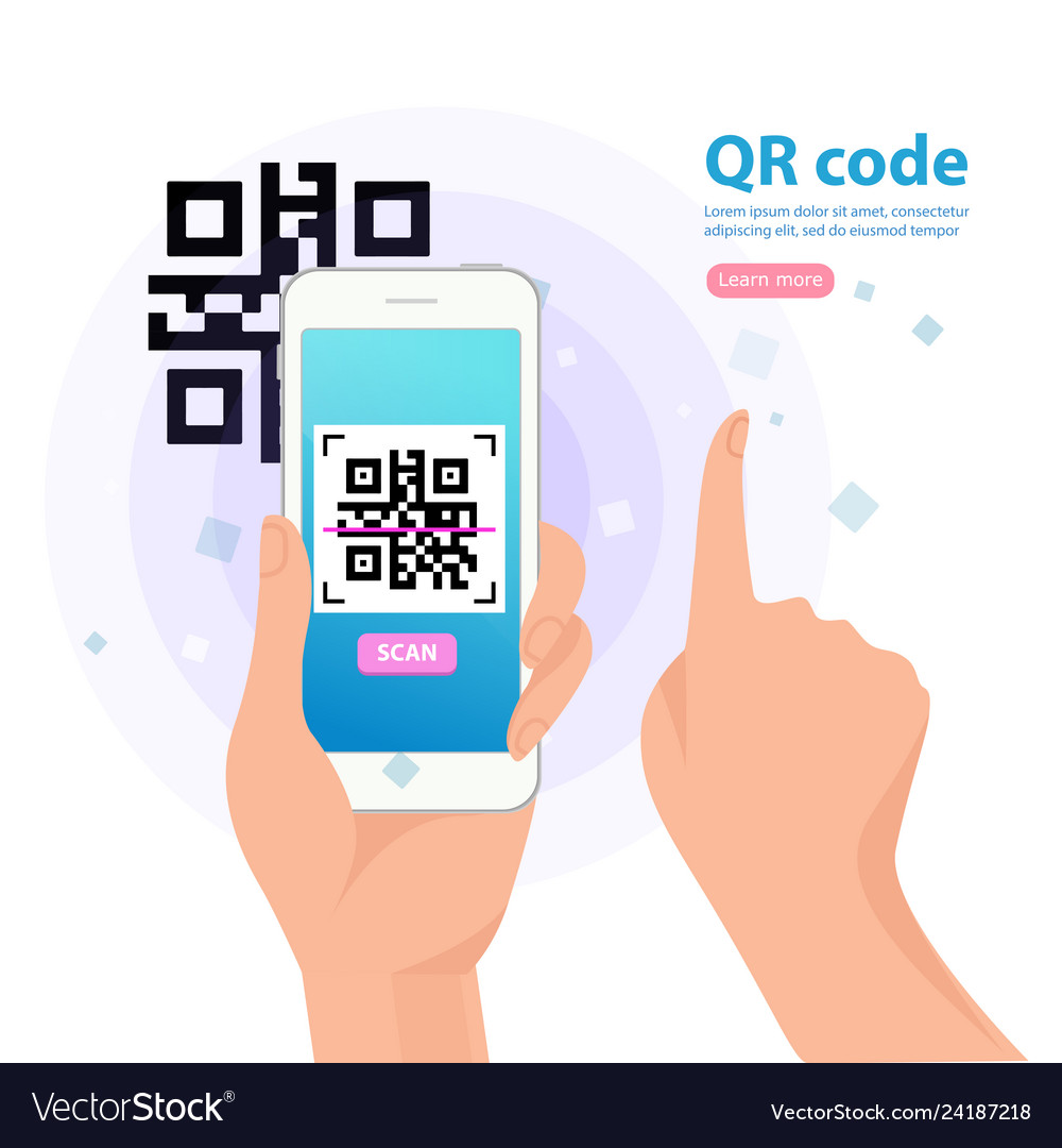 Human Hand Holding Phone With Qr Code Flat Cartoon human-hand-holding-phone-with-qr-code-flat-cartoon