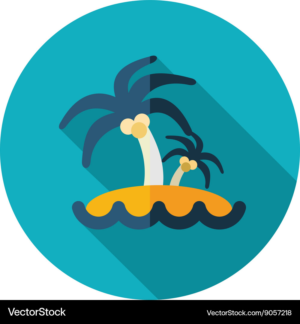 Island with palm trees flat icon summer vacation Vector Image