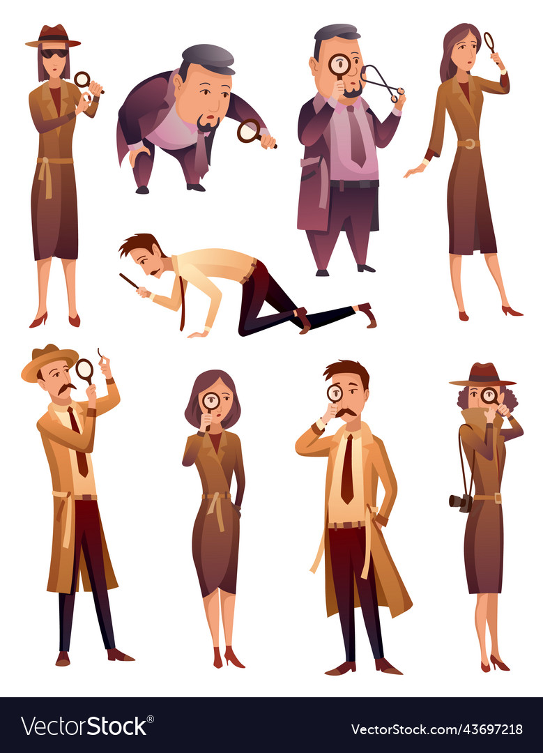 Male And Female Private Detectives Inspectors Vector Image