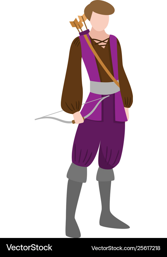 Medieval castle archer man in violet old clothes Vector Image