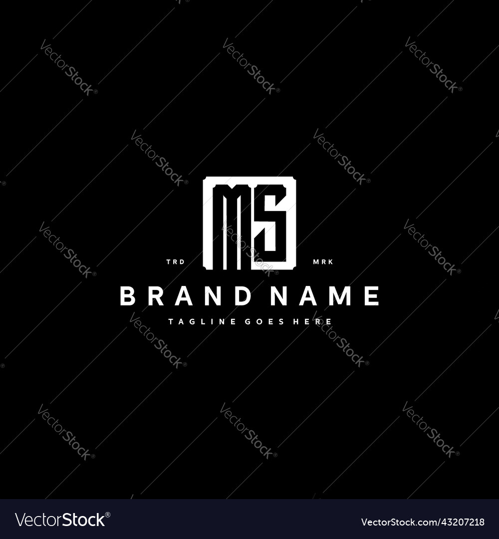 Ms monogram logo design with square rectangular Vector Image