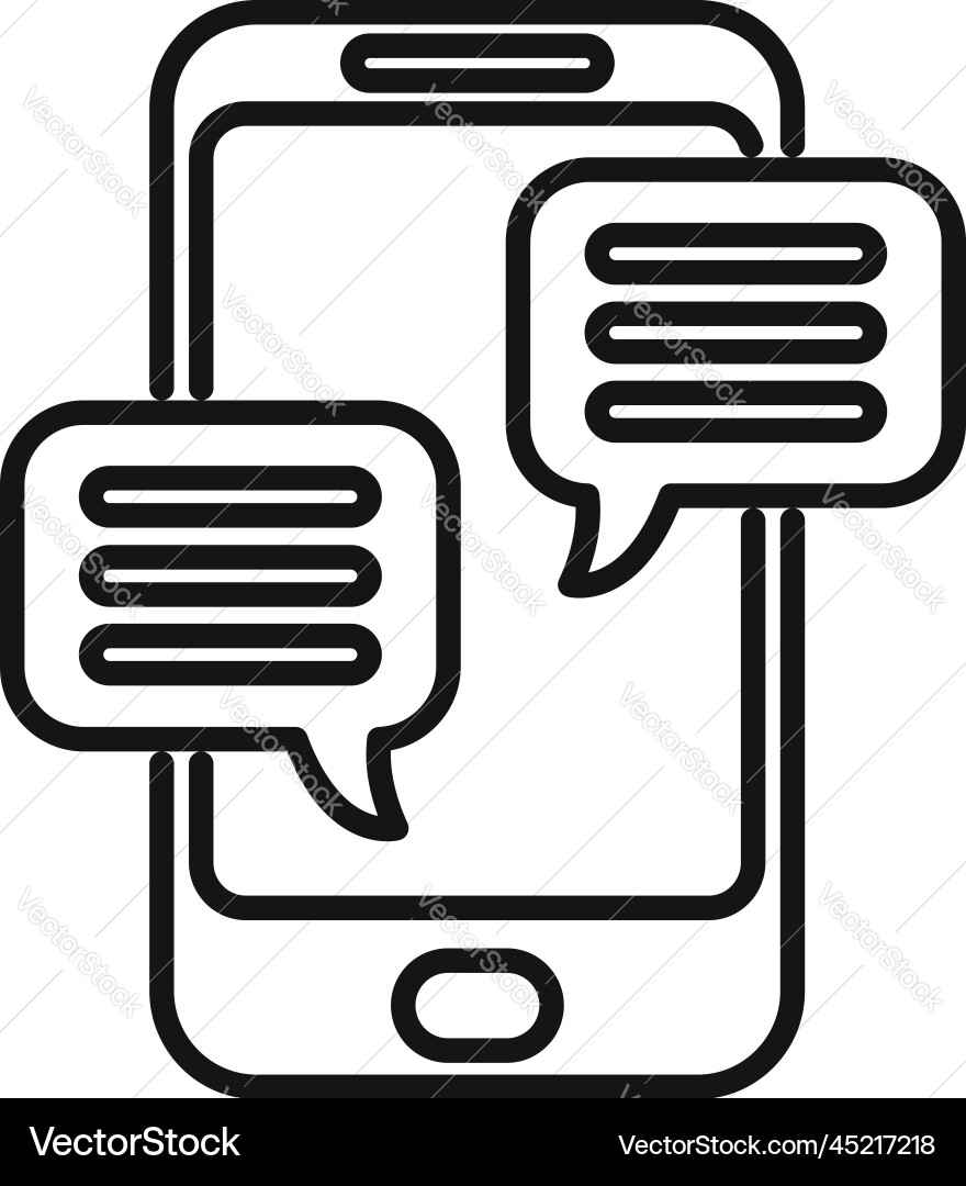 Online phone chat icon outline mobile Royalty Free Vector