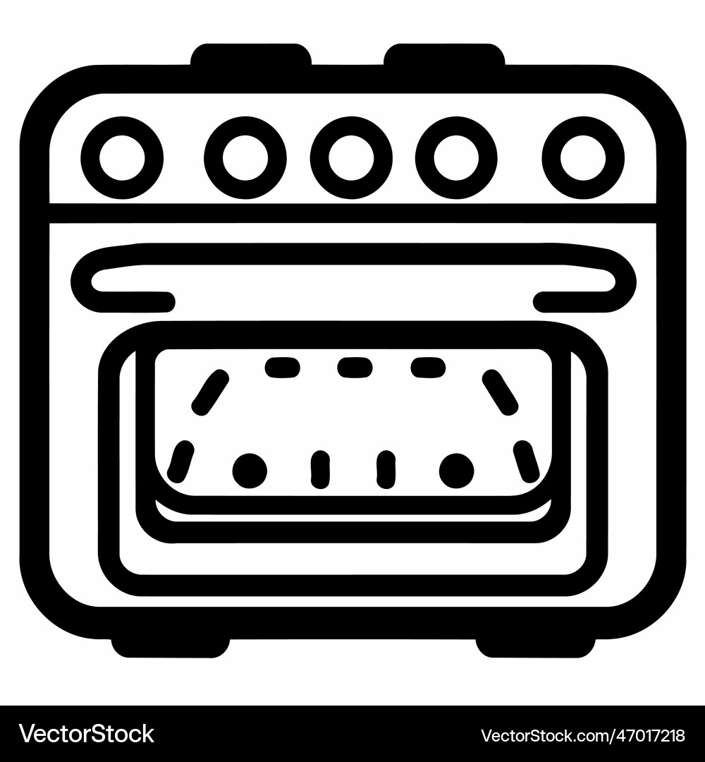 Oven kitchen object in black and white Royalty Free Vector