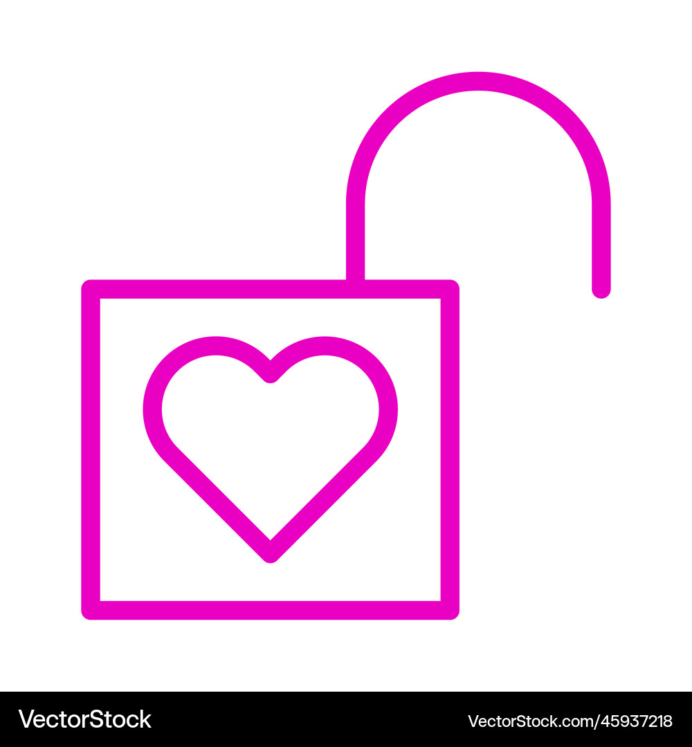 Padlock icon outline pink style valentine element Vector Image