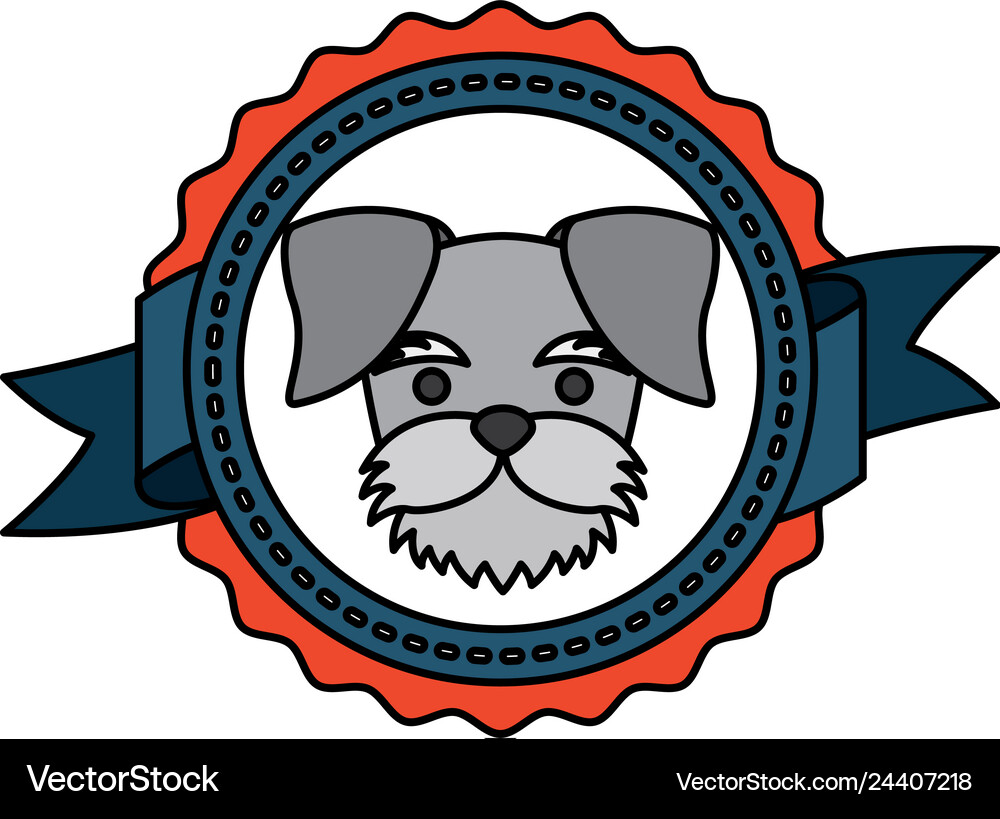 Pet dog emblem ribbon Royalty Free Vector Image