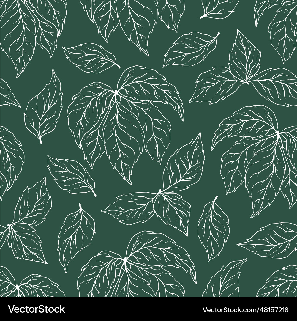 Seamless pattern of silhouette leaves Royalty Free Vector