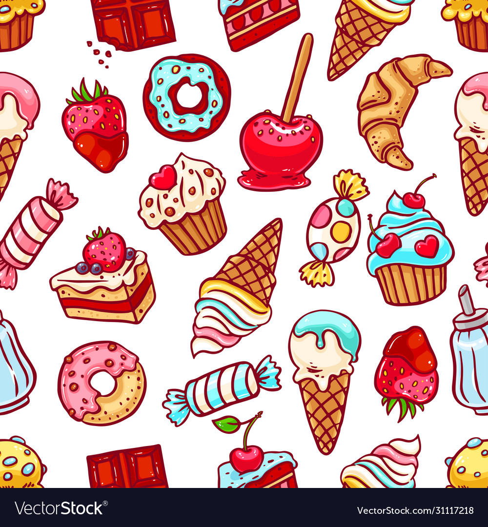 Seamless pattern sweets Royalty Free Vector Image