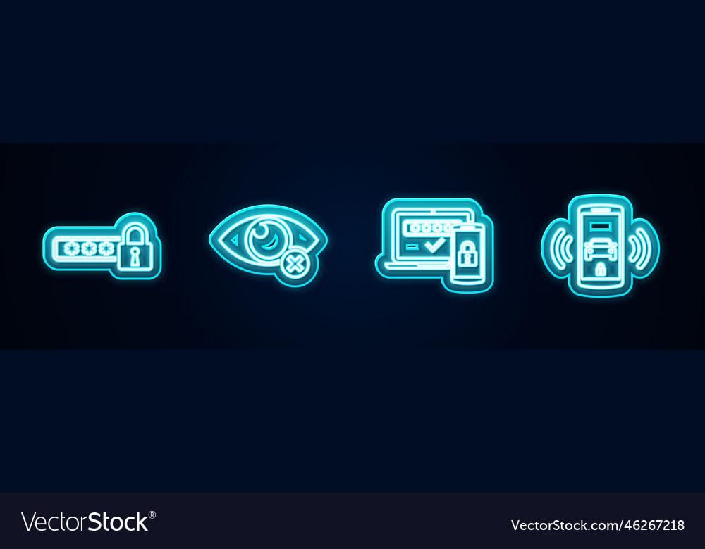 Set Line Password Protection Invisible Hide Two Vector Image