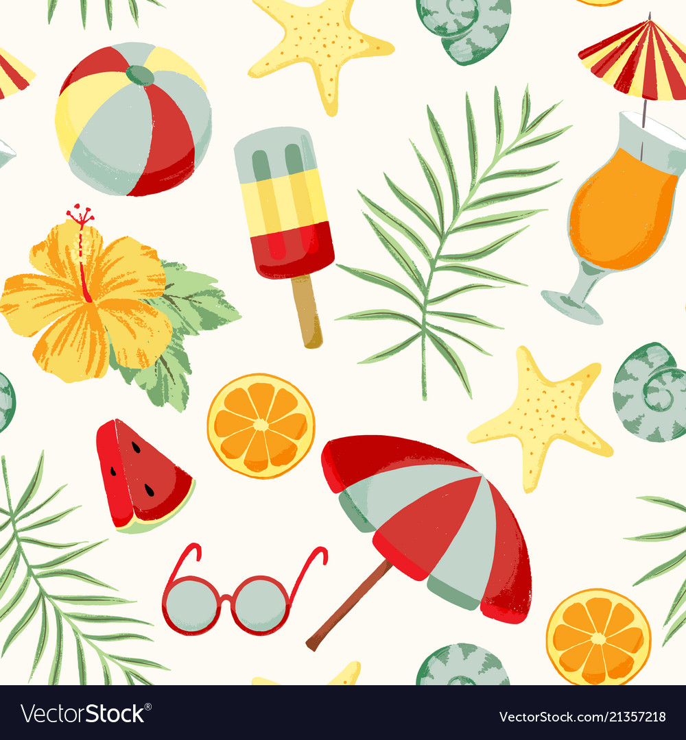 Summer elements pattern Royalty Free Vector Image