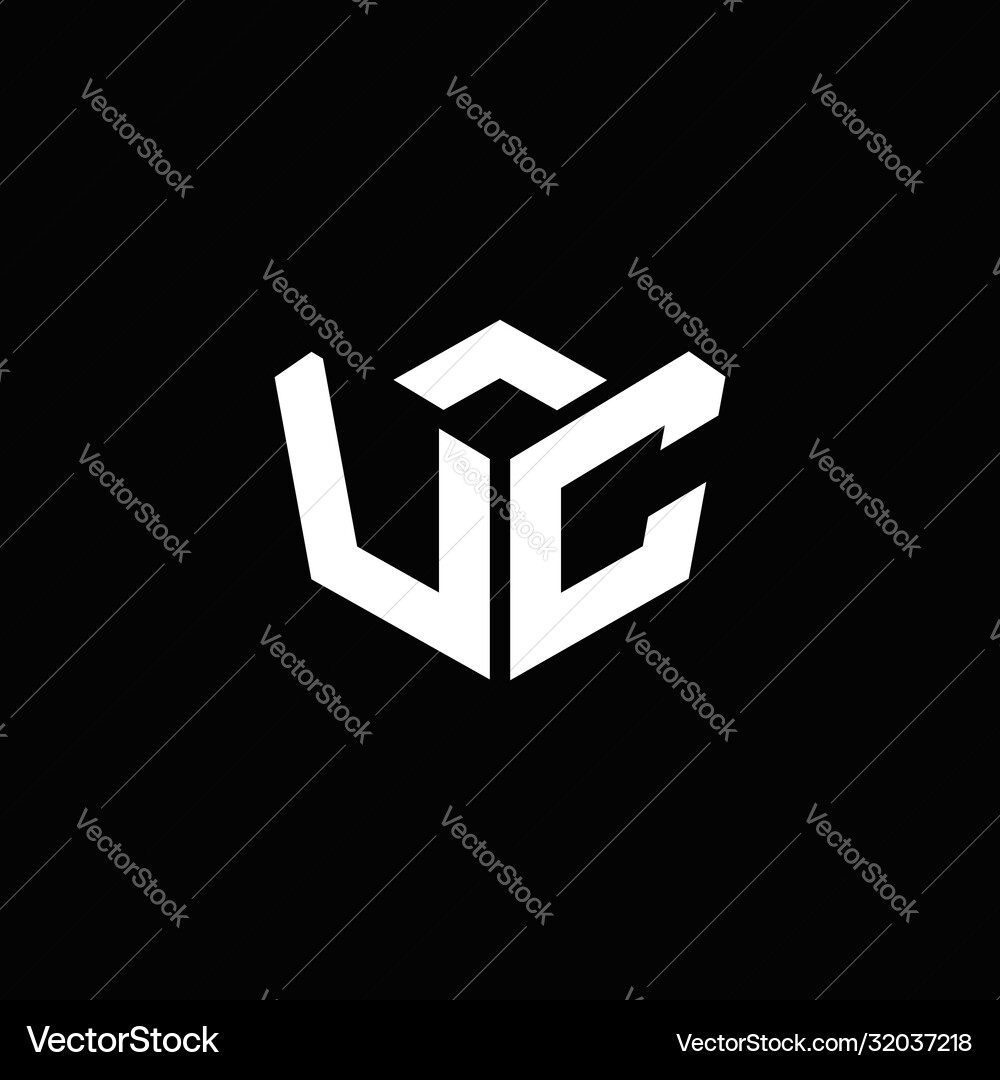 Uc logo monogram with emblem style ribbon design Vector Image