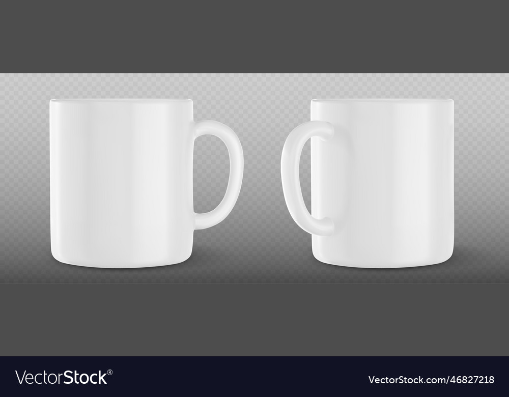 White cup mockup template coffee mug 3d Royalty Free Vector