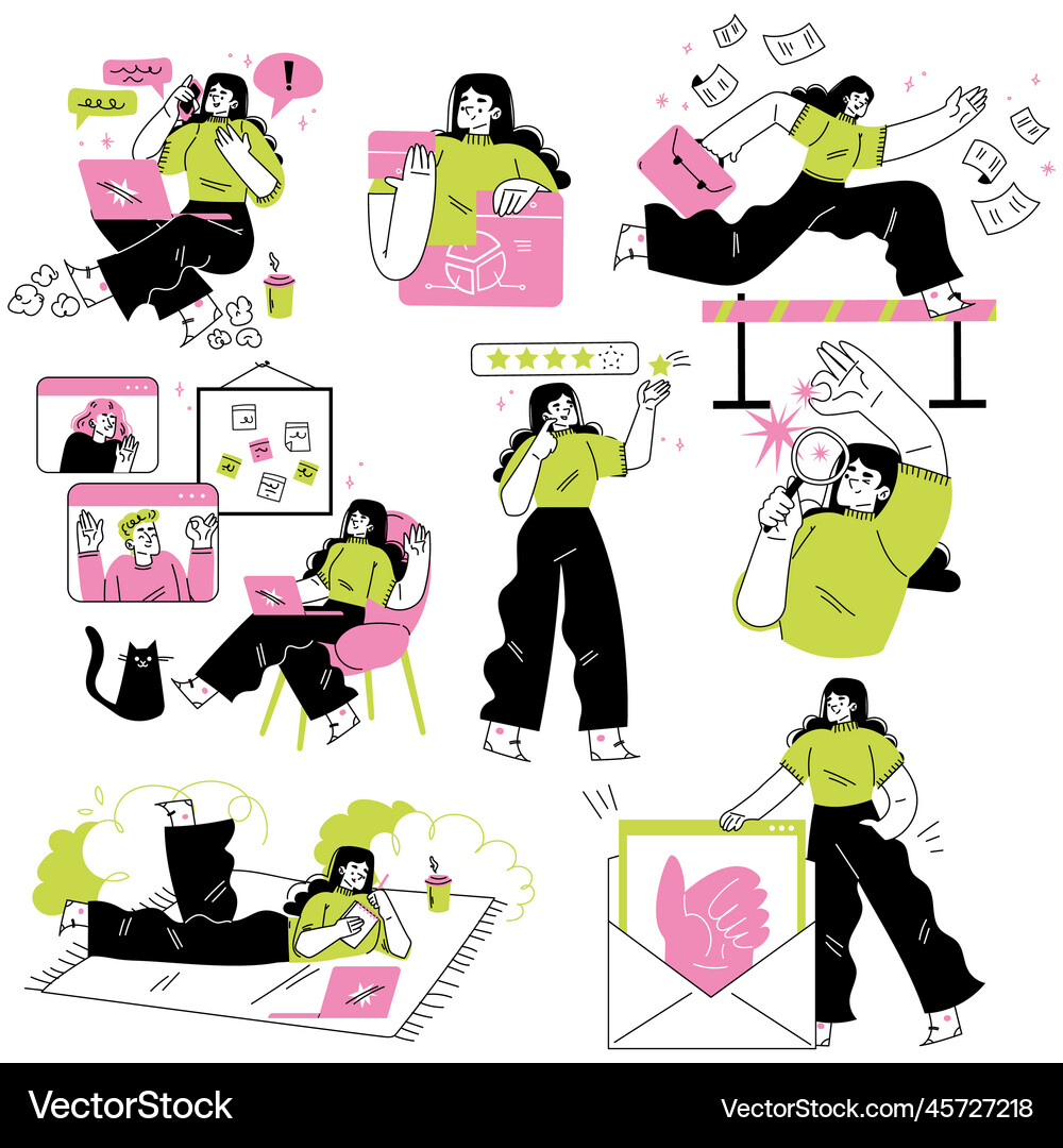Woman on freelance working in comfortable Vector Image