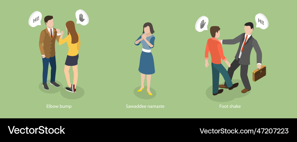 3d isometric flat set of safe greeting Royalty Free Vector