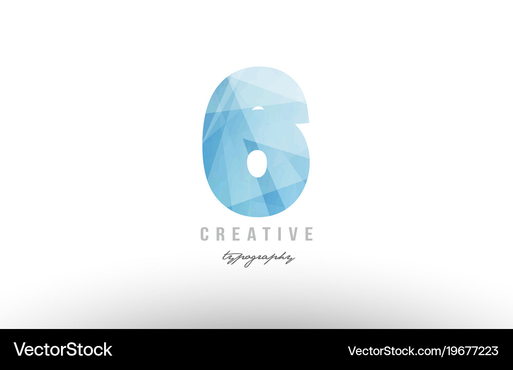 6 blue polygonal number logo icon design Vector Image