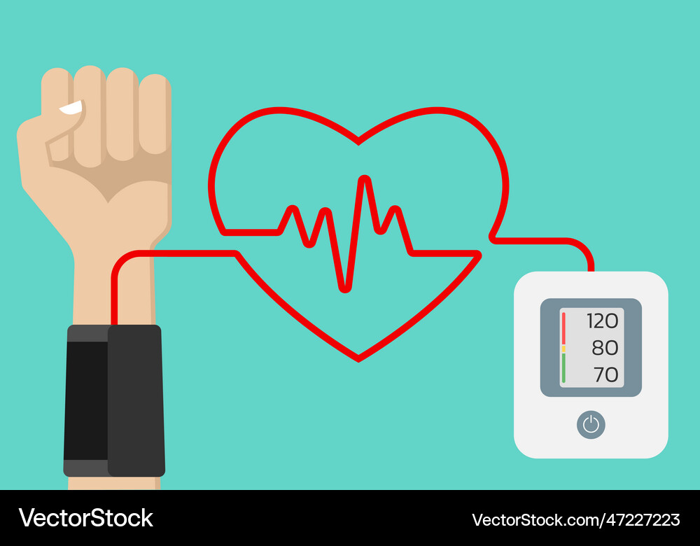 Blood pressure measuring concept with arm Vector Image