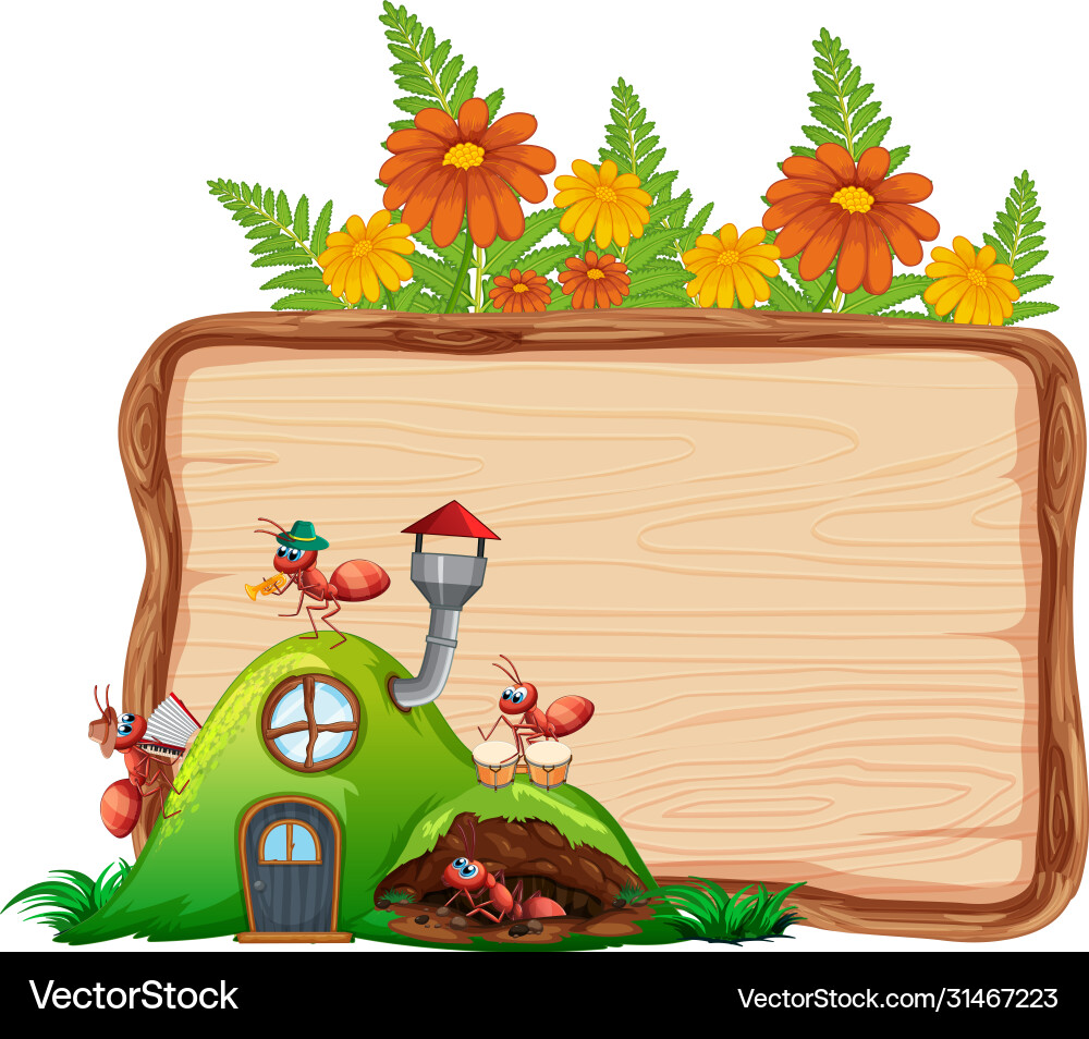 Border template design with insects in garden Vector Image