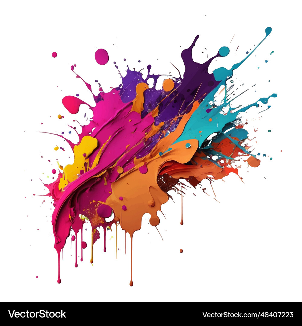 Bright colorful liquid splash splatter stain Vector Image