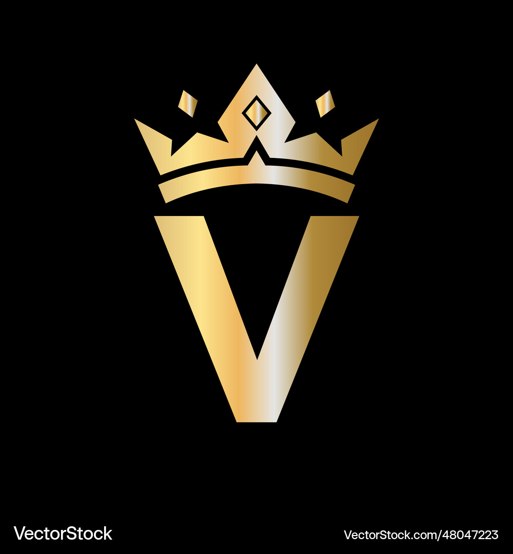 Letter v crown logo crown logo on v Royalty Free Vector