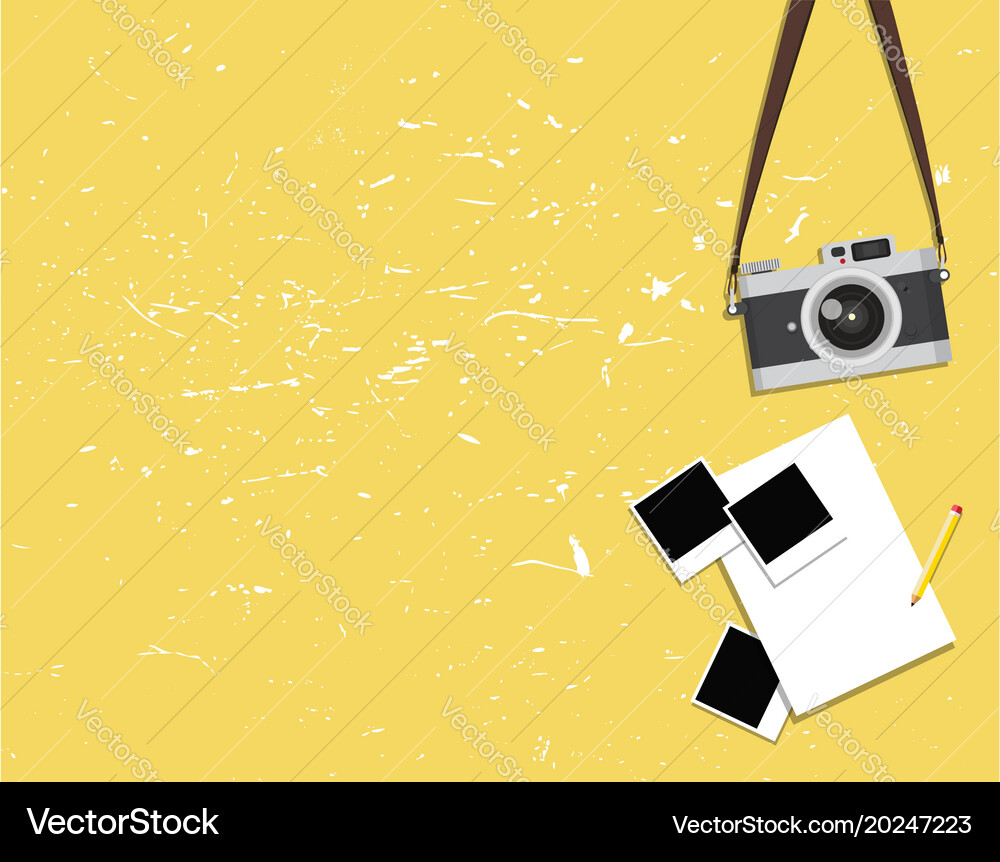 Old vintage camera and photos Royalty Free Vector Image