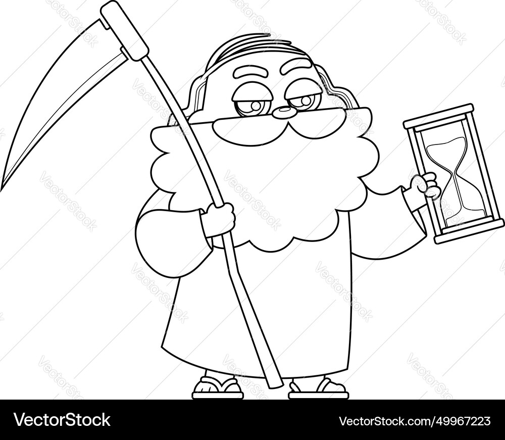Outlined father time man cartoon character Vector Image
