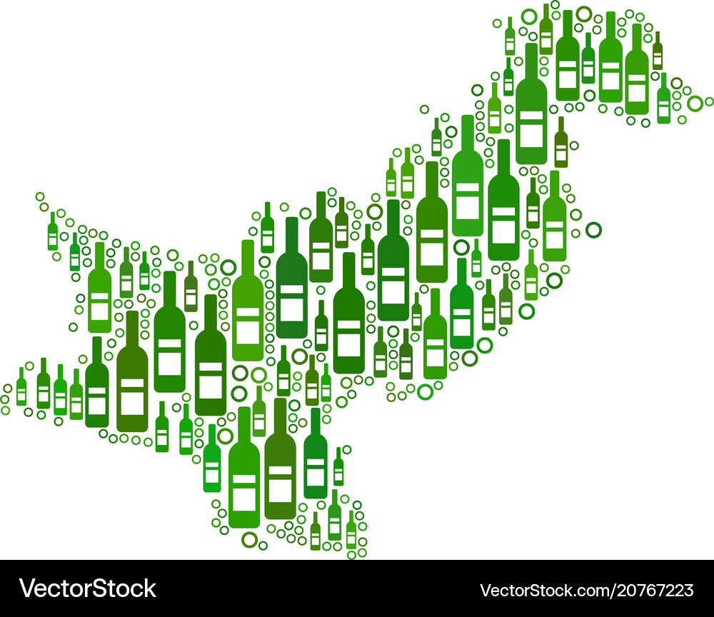 Pakistan map composition of wine bottles Vector Image