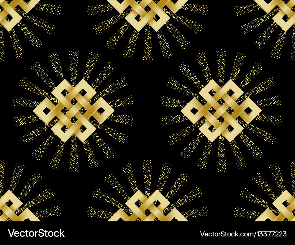 Seamless pattern of gold endless knot Royalty Free Vector