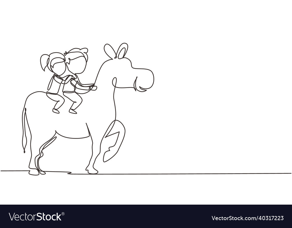 Single continuous line drawing happy cute boy Vector Image