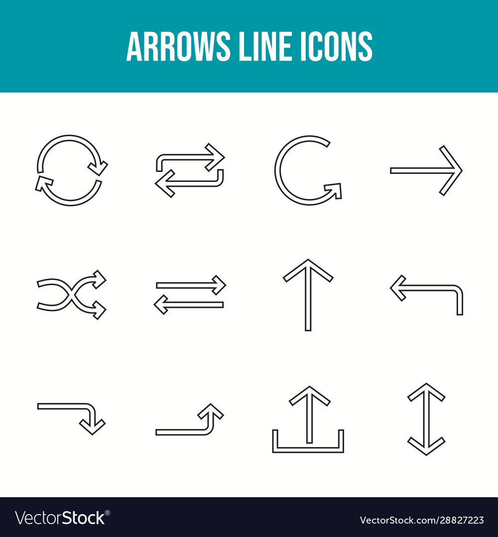 Unique arrows line icons set Royalty Free Vector Image