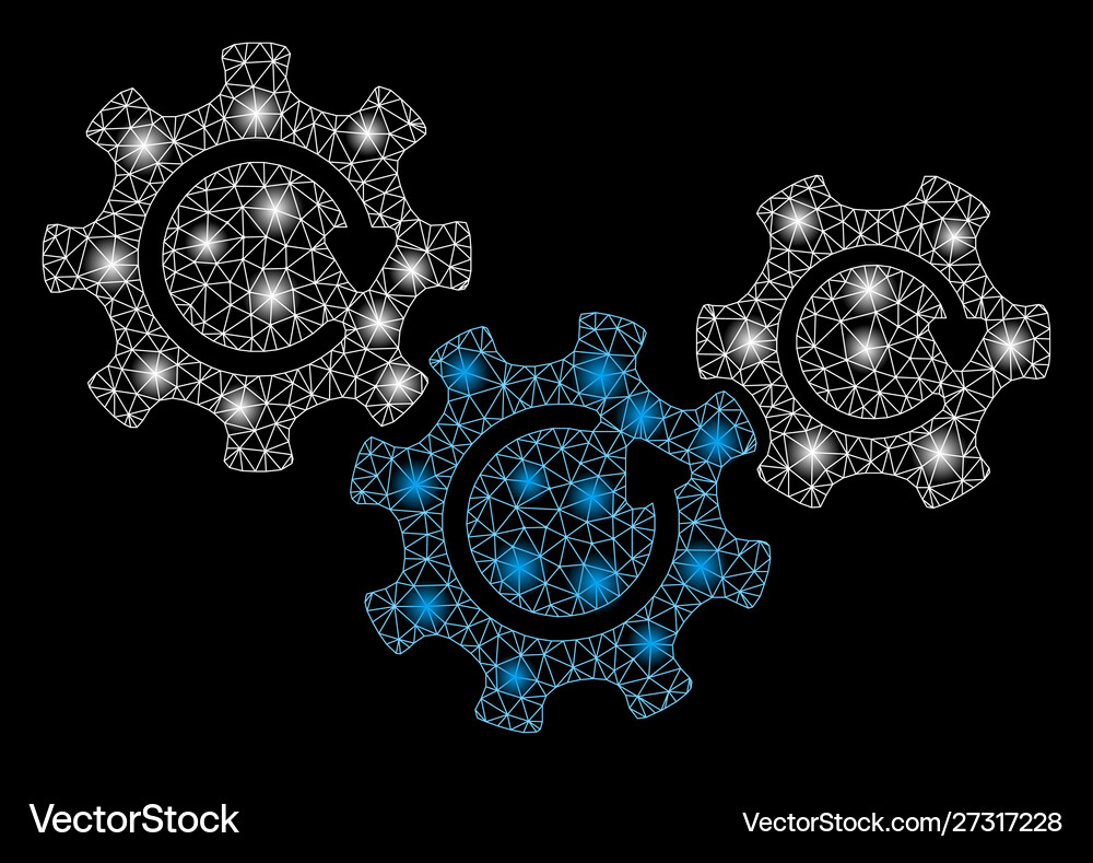 Bright mesh carcass transmission gears rotation Vector Image