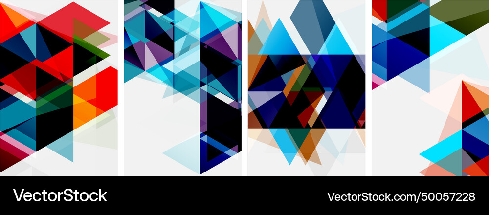 Colorful bright triangles with various colors and Vector Image