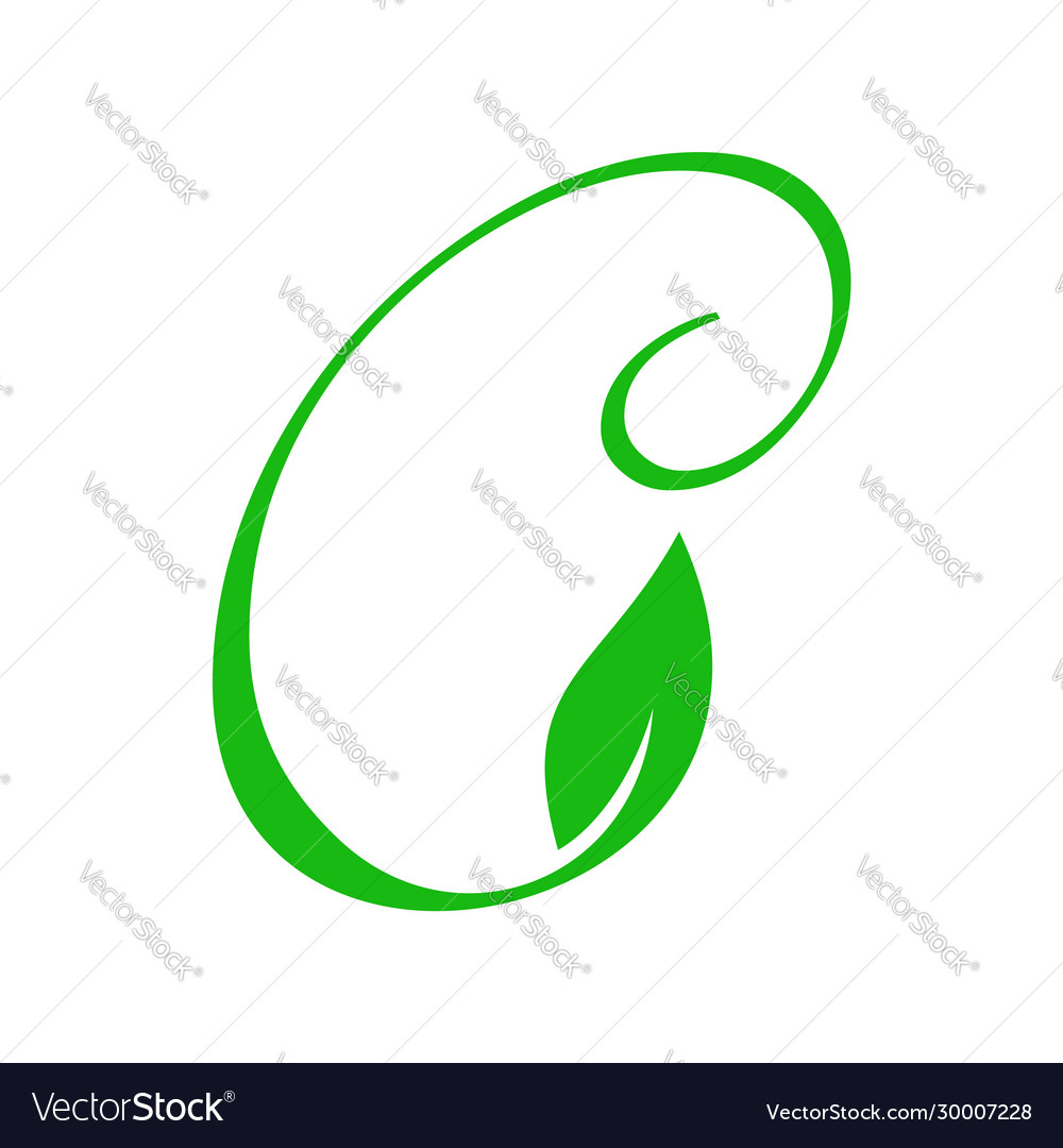 Handwriting initial leaf c Royalty Free Vector Image