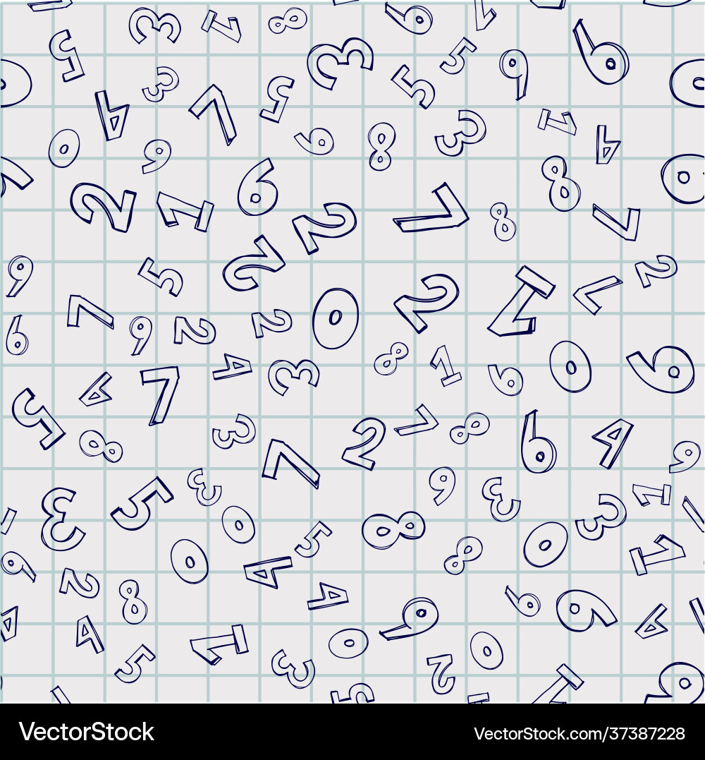 Numbers seamless wallpaper on white hand draw Vector Image