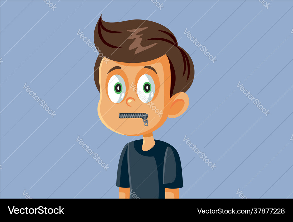 Silent little boy keeping a secret Royalty Free Vector Image
