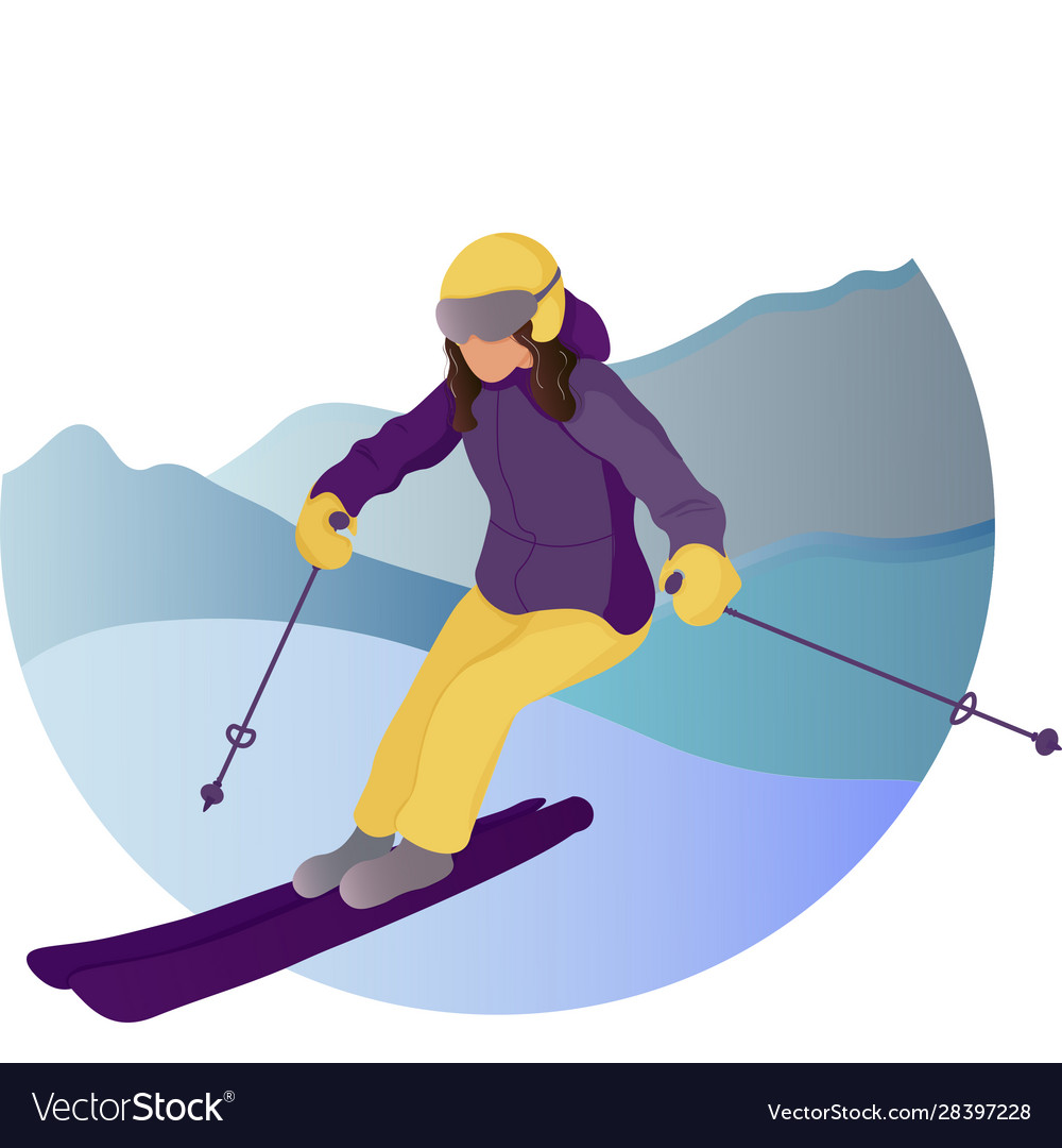 Women skiing flat design Royalty Free Vector Image