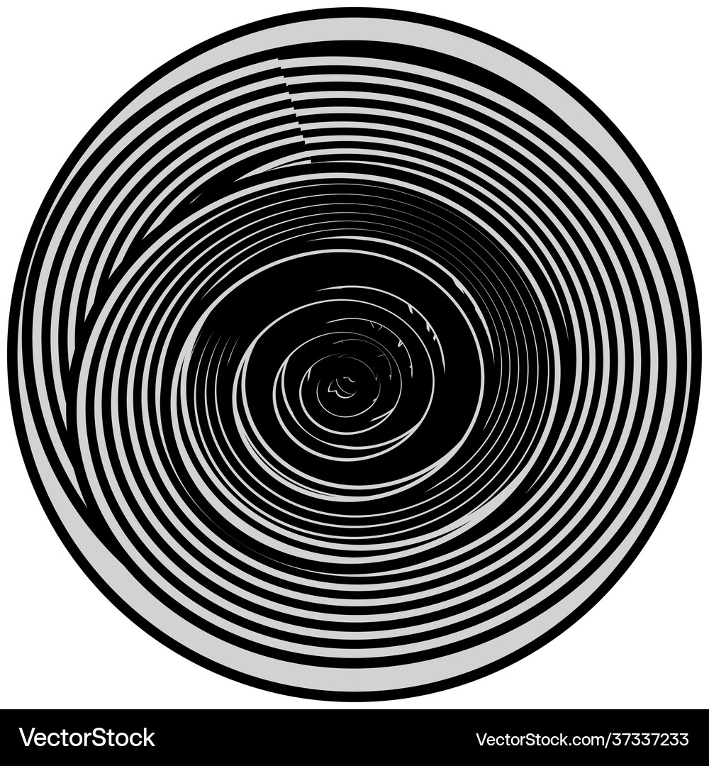 Abstract striped black and white spiral design Vector Image