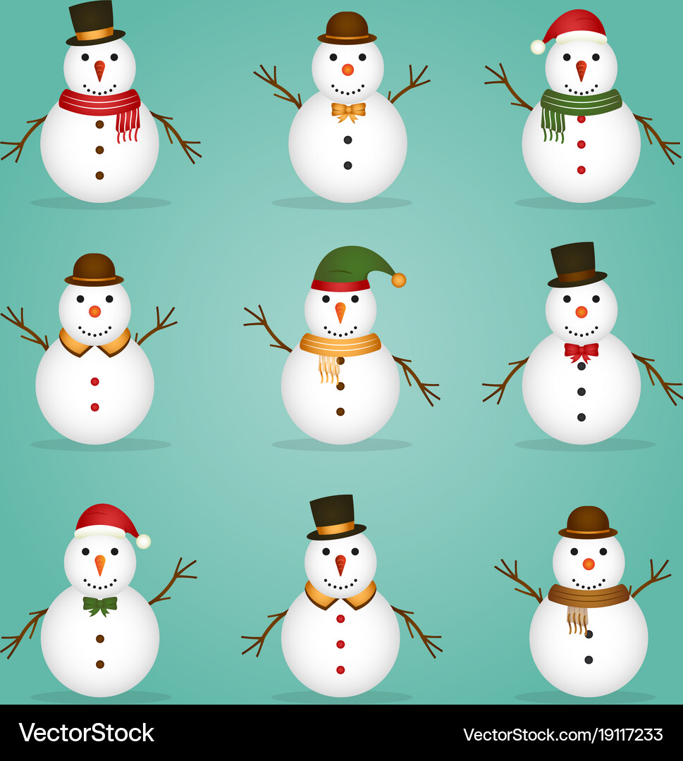 Adorable Snowmen Collection Royalty Free Vector Image