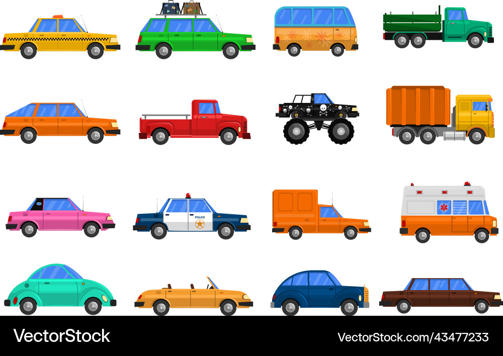 Cars icons set Royalty Free Vector Image - VectorStock