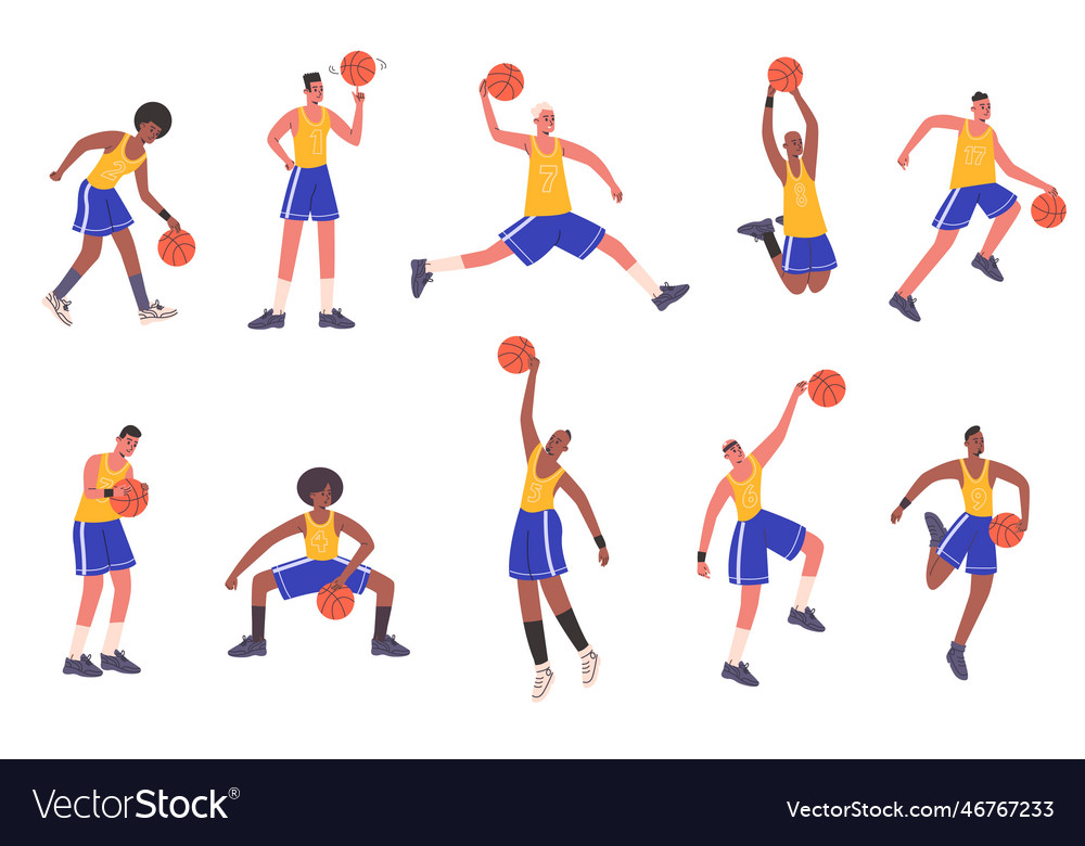 Cartoon basketball players professional athletes Vector Image