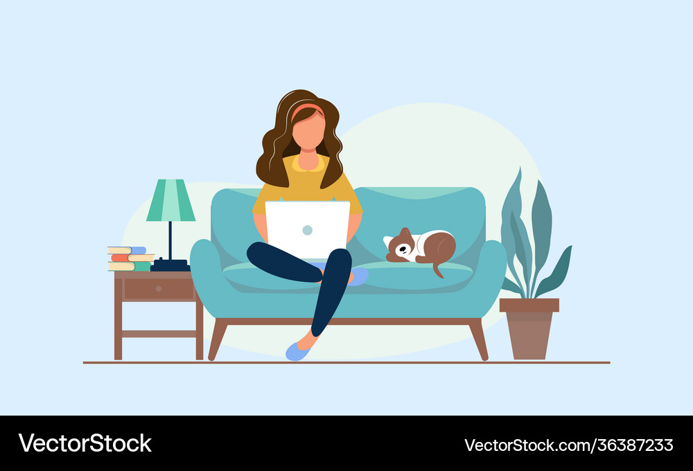 Distance learning online education woman Vector Image